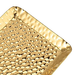 Serving Platter, Elegant Pastry Serving Tray Hammered Dishwasher Safe for Restaurant (Gold)