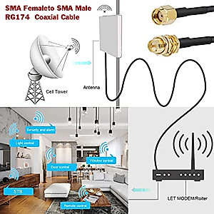 CAPChang RG174 Coaxial Cable RP SMA Antenna Extension Cable 2-Pack 6.5FTRP-SMA Male to RP-SMA Female Bulkhead Mount Connectors Low Loss Antenna Cable for WiFi Antenna WiFi Router Security IP Camera