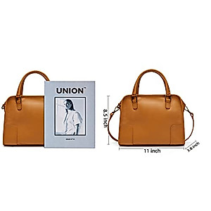 Vintage Leather Top Handle Handbags For Women Cowhide Satchel Shoulder Purse With Removable Strap (2-Brown)