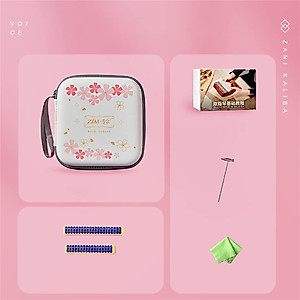 LKJYBG 21-Tone Kalimba with Piano Box,Cherry Blossoms Shape Thumb Piano Acrylic Finger Piano Gifts with Tune Hammer Study Instruction Digital Audio Tone Key Sticker for Kids and Adults Beginners