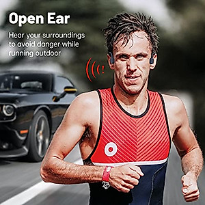 Padmate Open-Ear Air Conduction Headphones Bluetooth Wireless Earbuds with Mic, Sport Headset Bluetooth 5.0 Wireless Earphones for Workouts, Foldable/Lightweight/8Hr Playtime/IP67 Waterproof(Blue)
