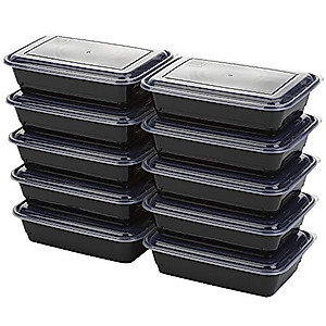 GoodCook Meal Prep Containers, Single Compartment 10-Pack, BPA-Free Reusable Food Storage, Black, Microwave & Freezer Safe, Stackable Meal Prep Containers for Lunches and Snacks