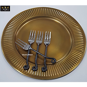 Treble Chef 7 1/2" Salad Fork (Set of Four) Medieval Twisted Dining Hall Eating/Feasting Utensils Set Functional Fork Cutlery For Family Dinner/Hotel/Restaurant Eating Set For Carrying