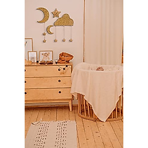 Boho nursery bedroom wall decor, Set of 4, Handmade, Bamboo Rattan, Boho Cloud, Moon, Stars Wall Decor, Nursery Decor, Kids Bedroom, Playroom