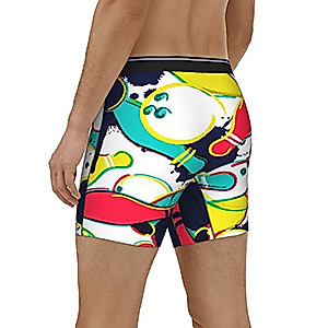 Men'S Long Leg Boxer Briefs Watercolor Bowling Ball Waistband Boxer Briefs