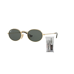 Ray-Ban RB3547N OVAL 001 51M Gold/Green Sunglasses For Men For Women + BUNDLE with Designer iWear Eyewear Kit