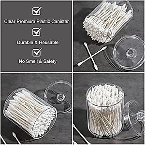 12 Pcs Swab Holder Dispenser Clear Bathroom Jars with Lids Bathroom Organizer Countertop Acrylic Bathroom Canister for Swab, Vanity Makeup Accessories