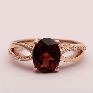 Shine Jewel Solitaire 925 Sterling Silver 1.45 Ctw Red Garnet Stackable Rose Gold Ring (8)