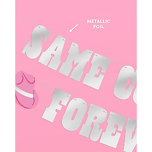 xo, Fetti Same Cowboy Forever Banner - Iridescent, 5 Ft. | Bachelorette Party Decorations, Fun Western Bach Backdrop, Rodeo Banner, Gag Gift