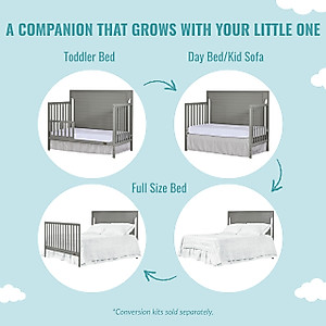 Dream On Me Cape Cod 5-in-1 Convertible Crib in Storm Grey, Greenguard Gold Certified, 55x30x44.5 Inch (Pack of 1)