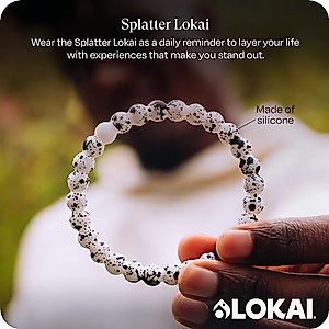 Lokai Silicone Beaded Bracelet for Women & Men, White Splatter - Medium, 6.5 Inch Circumference - Silicone Jewelry Fashion Bracelet Slides On for Comfortable Fit
