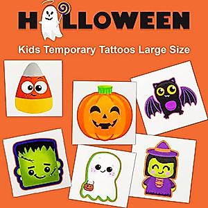 144 Pack Halloween Tattoos for Kids Temporary Pre-Cut Bulk Pack Halloween Themed Tattos Stickers for Face Body Non-Toxic 2" for Halloween Goodie Bag Fillers Classroom Prizes Party Favors by 4E's Novelty