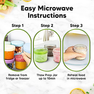 KeaBabies 6pk 4oz Glass Baby Food Containers - Leak-Proof, Microwavable Small Baby Glass Jars with Lids, Baby Food Storage Containers, Baby Snack Containers, BPA-Free Baby Food Jars (Nord)