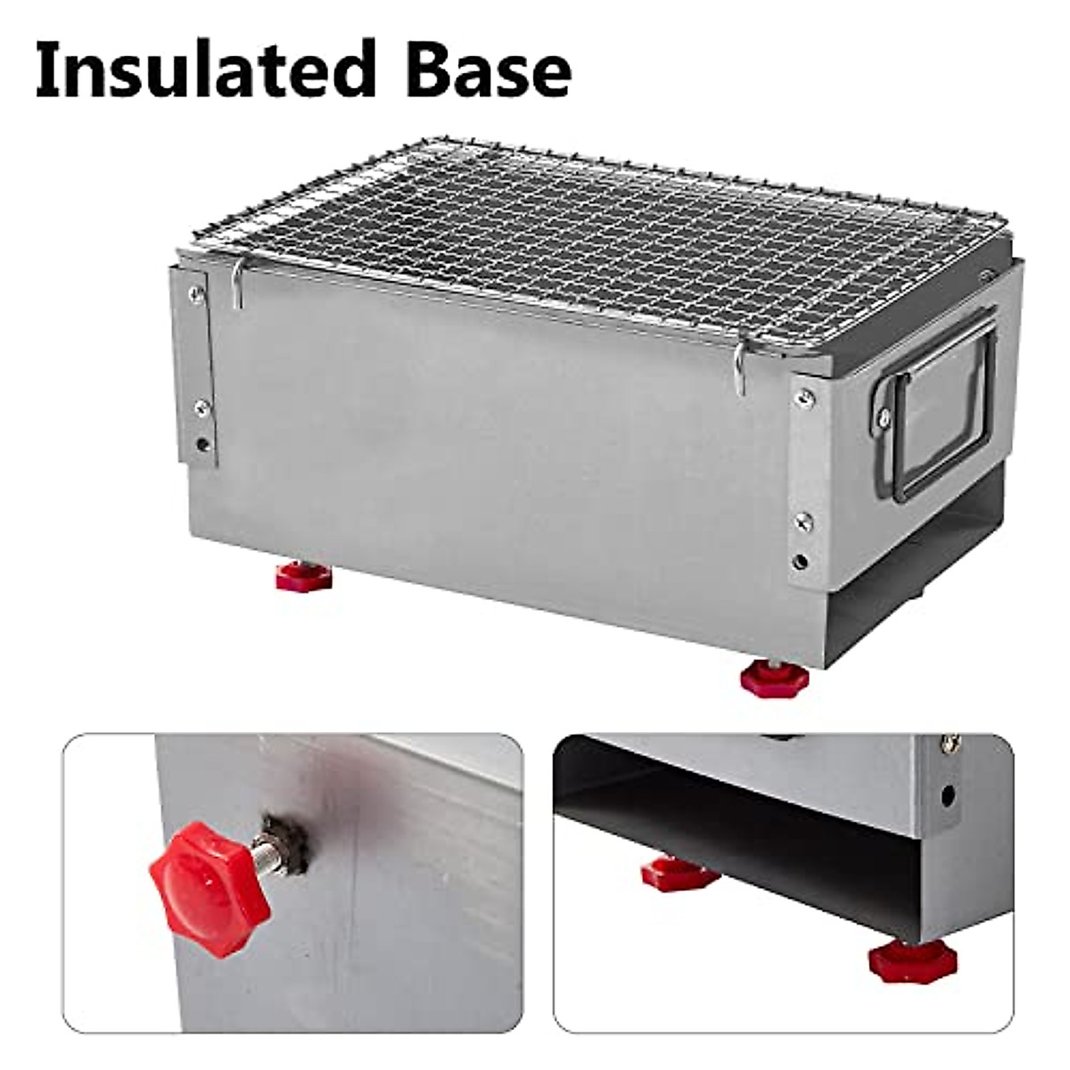 Portable Charcoal Grill - Stainless Steel BBQ Grill with Foldable Stand Adjustable Air Vents, Lamb Skewer Camping Barbecue Grill, Ideal for Outdoor BBQ, Picnic, Camping Backyard Party (11.9x7.1inch)