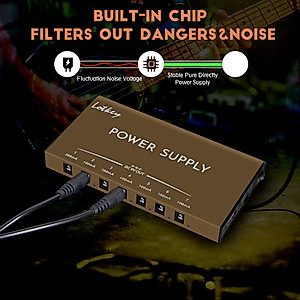 Guitar Pedal Power Supply,Lotkey Power Supply Portable 7 Isolated DC Output Built-in Rechargeable Battery Power Supply for 9V Guitar Bass Effect Pedals with USB Port for iPhone iPad