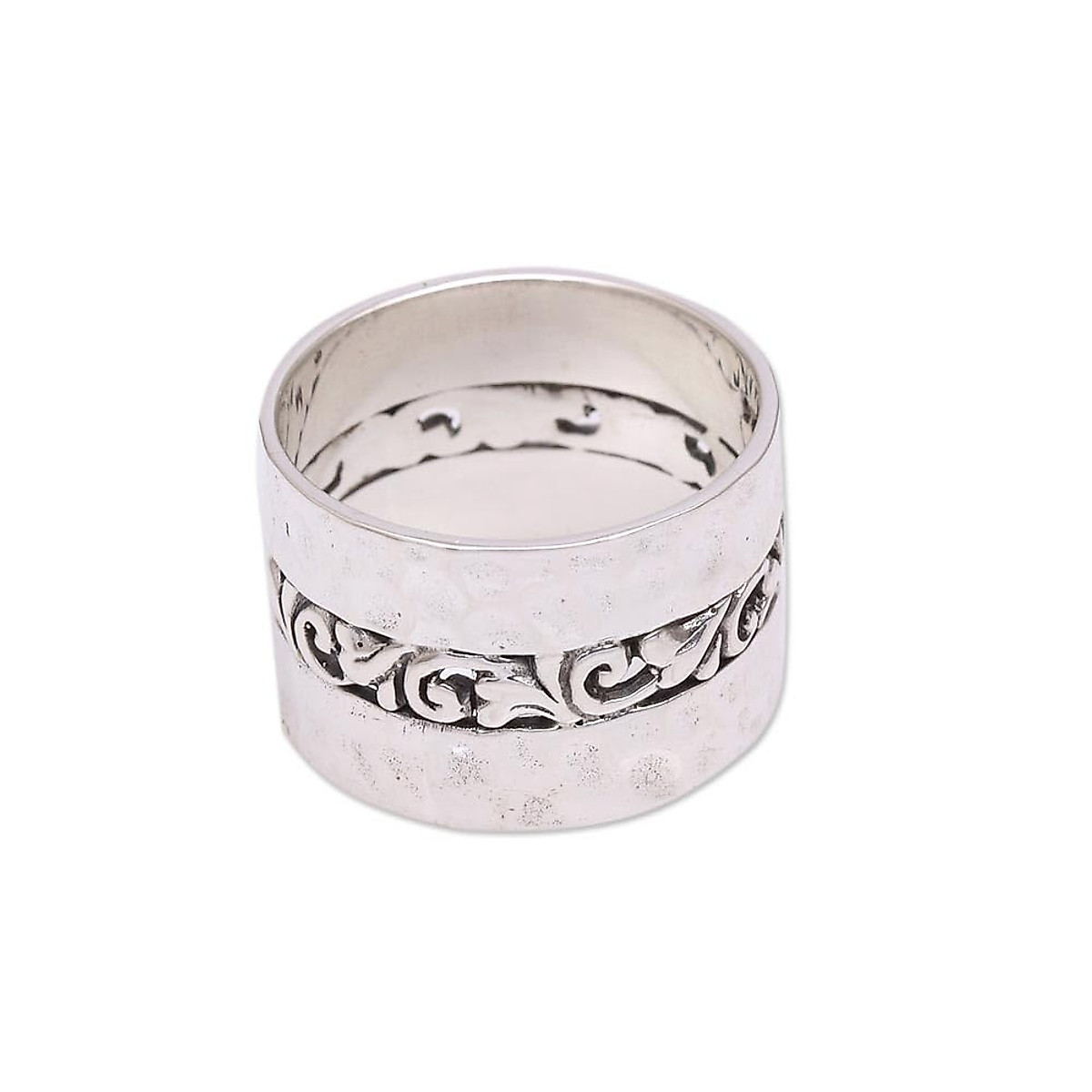 NOVICA Artisan Handmade Sterling Silver Band Ring Crafted Indonesia No Stone [band Width 13 mm W] ' Around The Vines'