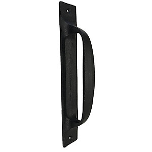 OLD NAIL SOURCE 9" Flat Iron Handle - DS-02 - for Gate, Garage, Closet, Cabinet, Sliding Barn & Shed Doors - in Vintage Black Wrought Iron Finish for Interior & Exterior Designing - DS-02 Blk (1)