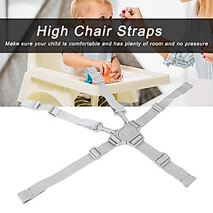 Universal High Chair Straps, Easy to Use Safety and Comfort Material 5 Point Baby Safety Strap Belt Sturdy Lightweight for Stroller for Pushchair(Gray Button 5-Point Strap)
