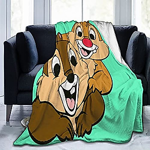 ERTER Boutique Throw Blanket -Chip N Dale Super Soft Fleece Throw Blankets,Fuzzy Plush Blanket Oversized,Thin Lightweight Blanket for All Season 8060 inch, Adult Black,80x60 Adult