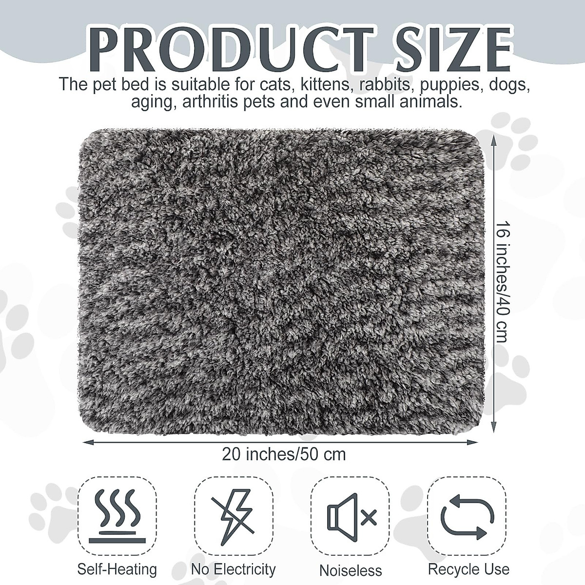 Photect 4 Pack Self Warming Cat Bed Self Heating Dog Cat Pad Extra Warm Thermal Cat Pad Washable Pet Kennel Pad Crate Bed Mat Removable Cover Non Slip for Indoor Outdoor Pets(Gray,16 x 20 Inch)