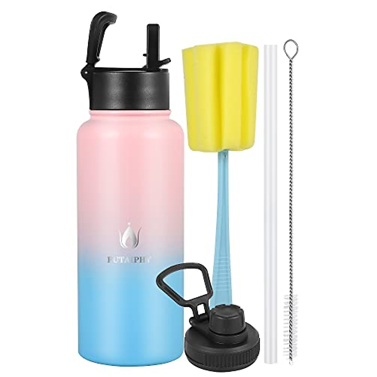 Insulated Water Bottle with Straw Lid, 32oz Vacuum Stainless Steel Insulated Sports Water Bottle, Double Wall BPA Free Sweat-Proof Thermos to Beverages Perfectly Keep Cold or Hot