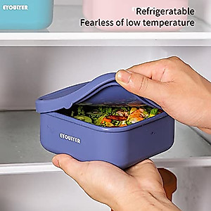 Eyoulyer Silicone Bento Box with Lid Food Storage Durable Bowl Mixing Serving Eating Non-Slip Easy Grip Indoor Outdoor Travel To-Go Food Containers Set2 Canister (GREEN-SQUARE)