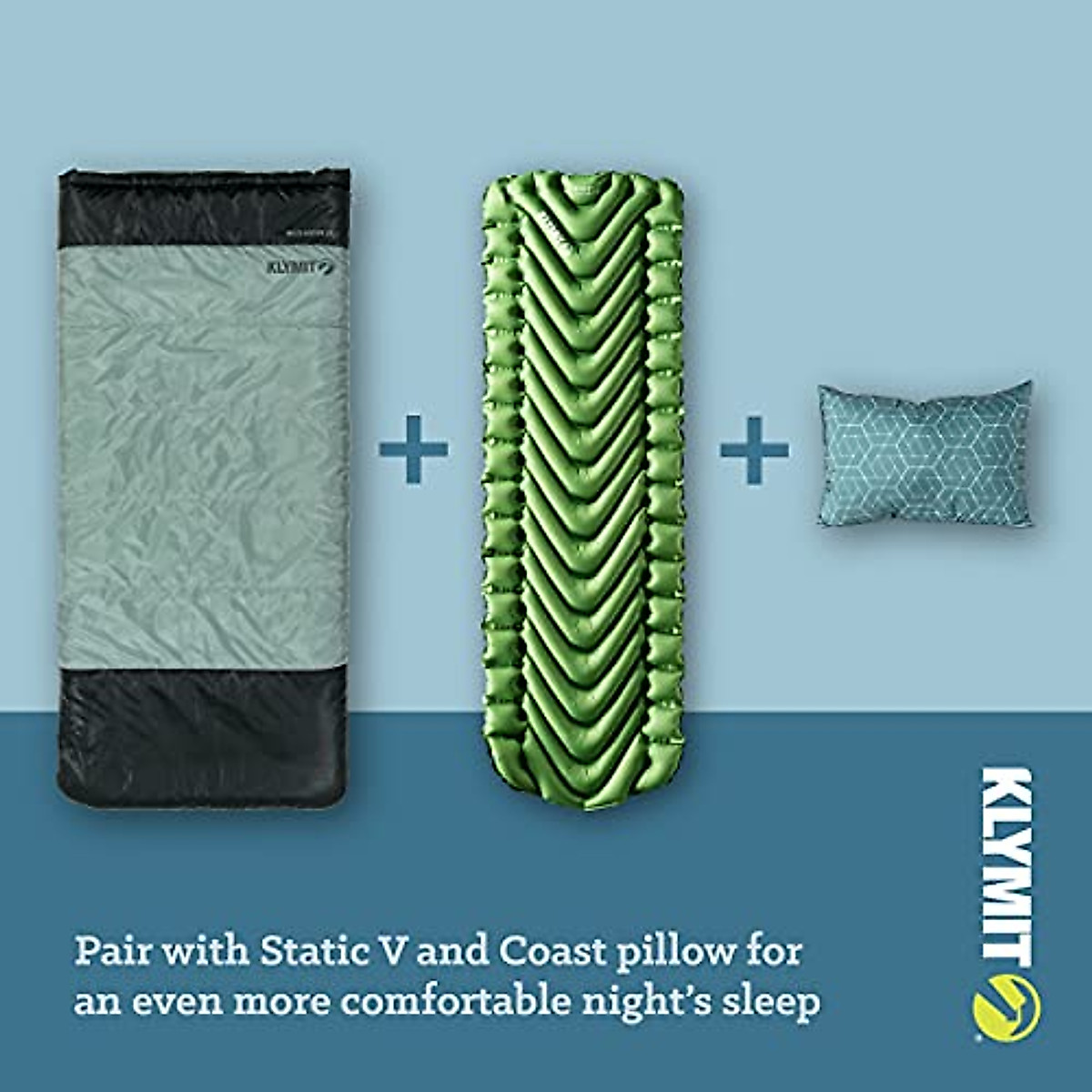 Klymit Wild Aspen Lightweight Rectangle Sleeping Bag, 20°F Sleeping Bag for Camping, Hiking, and Backpacking in Cold Weather, Green