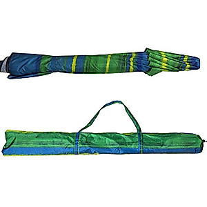 Ogrmar 7FT Beach Umbrella with Sand Anchor & Carry Bag, Portable Outdoor Windproof Sun Umbrella Sun 50+ Protection Umbrella with Push Button Tilt & Air Vent (Green Stripe)