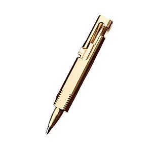 SZHOWORLD Mini Brass Ballpoint Pen, Replaceable EDC Black Ink Pens By Bolt Action for Office, Working, Writing, Signing, Traveling, Business work, Special Gifts (Bolt Action(Brass))