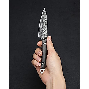 WILDMOK Fruit Knife 3.3 Inch Laser Pattern Kitchen Knife Stainless Steel Fruit and Vegetable Cutting Carving Knives with Leather Case (3.3 Inch Paring knife)