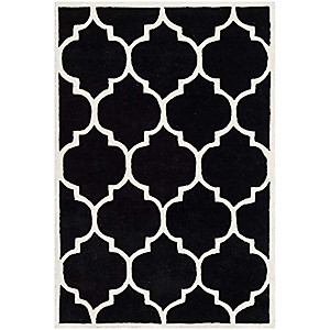 SAFAVIEH Chatham Collection 3' x 5' Black/Ivory CHT733K Handmade Geometric Premium Wool Area Rug