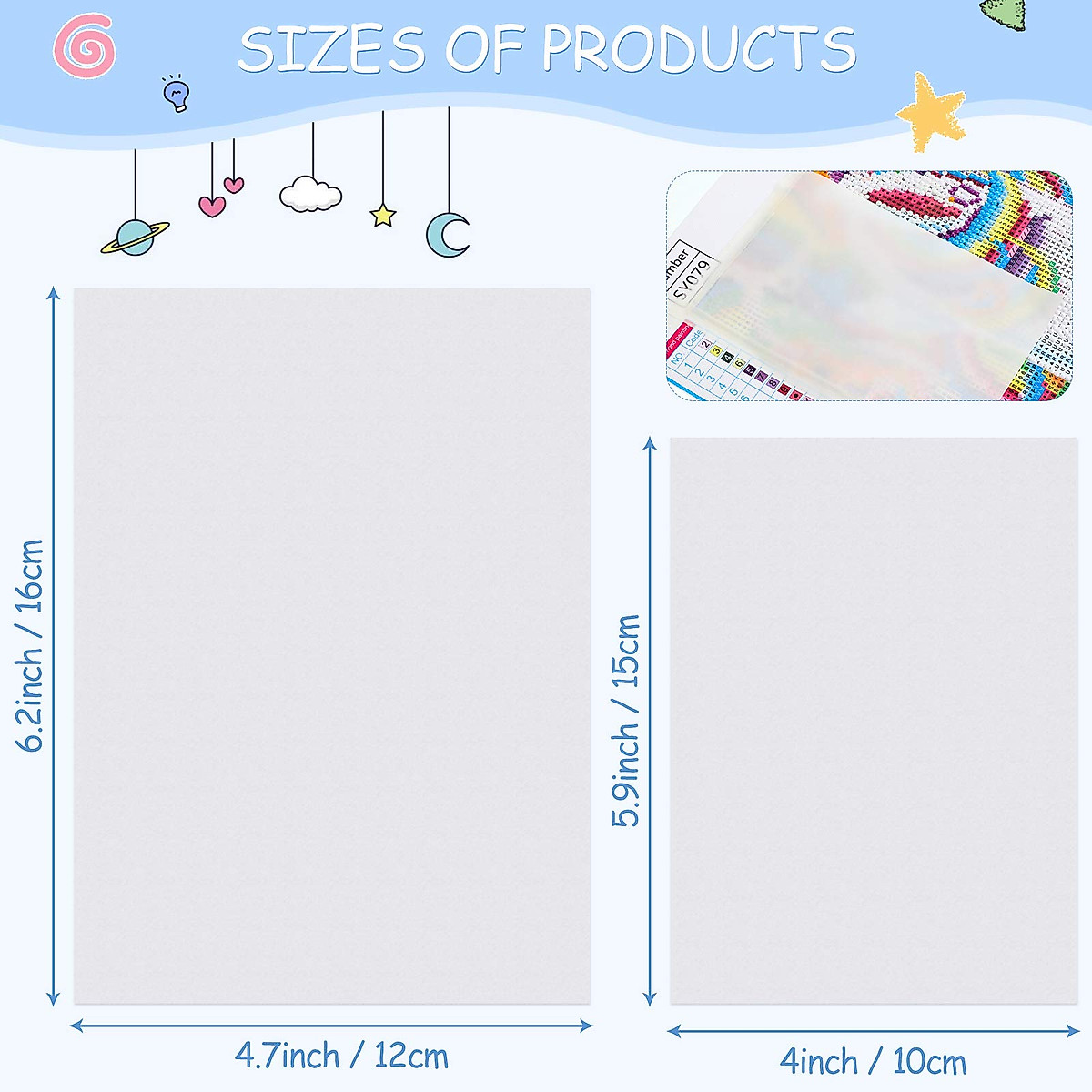 Patelai Diamond Painting Release Paper 16 x 12 cm and 15 x 10 cm Diamond Art Paper Covering Double-Sided Non-Stick Replacement Cover Sheets Painting Accessories and Tool for Adult Kid(50 Pieces)