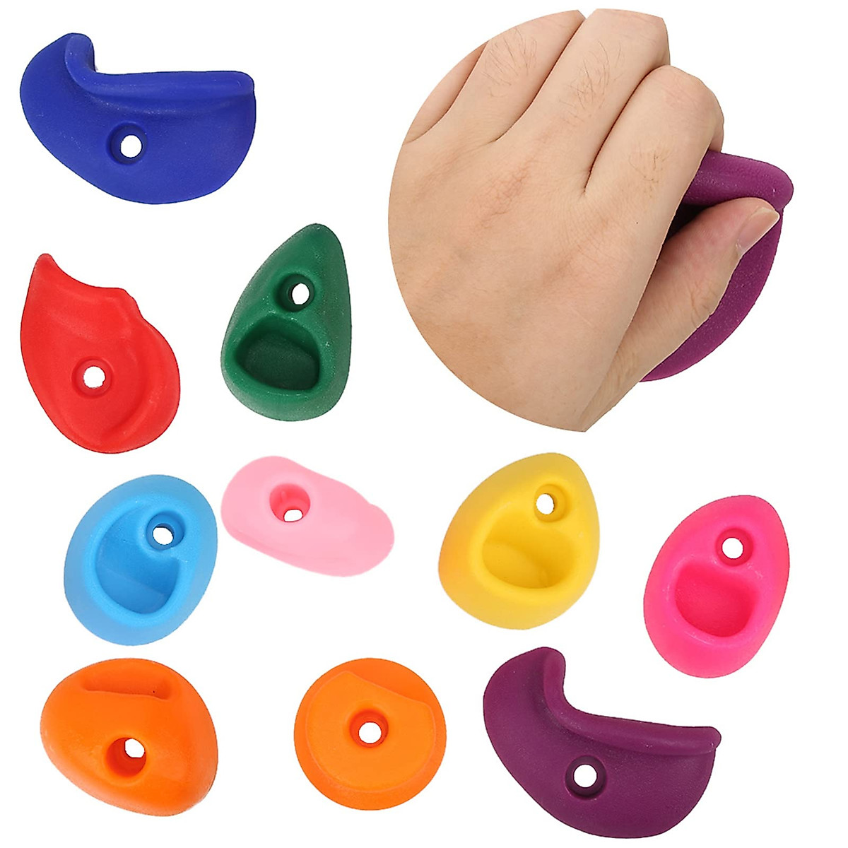 Tiiyee 10pcs Climbing Holds Multi Colored Kids Adults Large Rock Climbing Holds Climbing Rocks for Outdoor Indoor Play Set Home Playground DIY Climbing Wall Grip Kits (Medium)