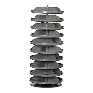 Durham 1110-95 Rotabin Gray Cold Rolled Steel 10 Revolving Shelves, 600lbs Capacity, 17" Diameter x 41-3/8" Height