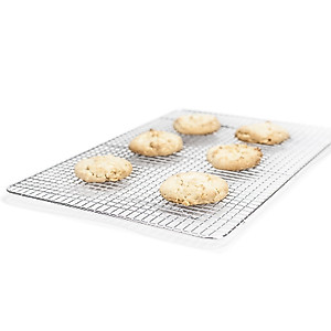 Huji Cross-Wire Grid Cooling Rack, Wire Pan Grate,Baking Rack, Icing Rack, Chrome Plated Steel, (17" x 11.75")