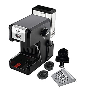 Mr. Coffee Easy Maker | Authentic Pump Espresso Machine, 6 Piece, Chrome/Black