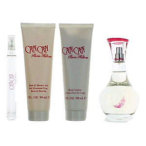 Paris Hilton Can Can for Women Gift Set (Eau de Parfum Spray, Lotion, Bath and Shower Gel, Perfume Stick)