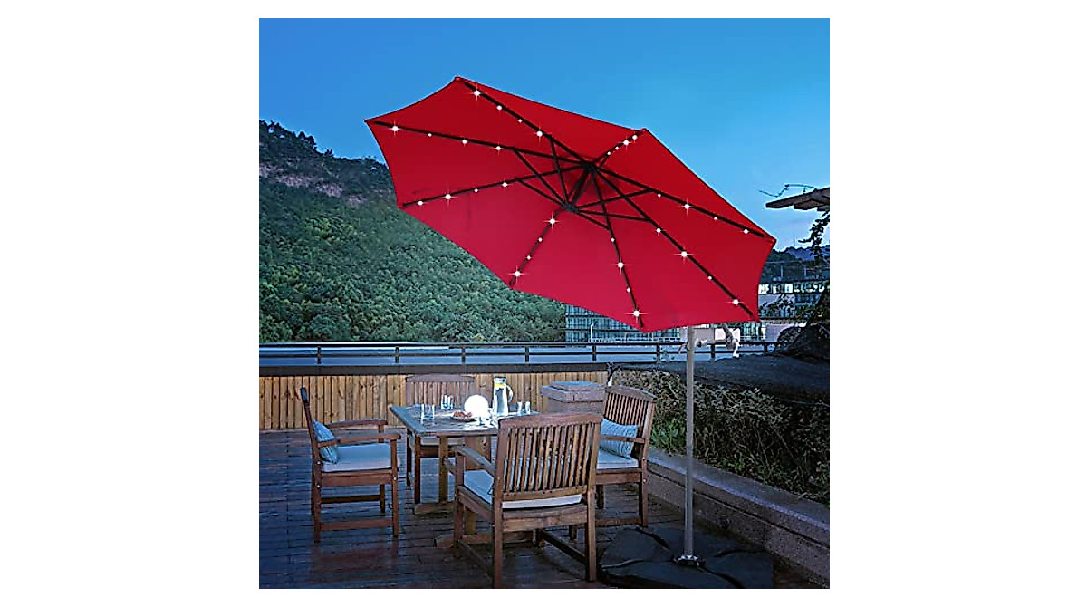 Blissun 10ft Umbrella with Solar LED Lights