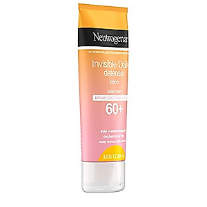 Neutrogena Invisible Daily Sunscreen Lotion, Broad Spectrum SPF 60+, Oxybenzone-Free & Water-Resistant, Sun or Environmental Aggressor Protection, Antioxidant, 3 Fl Oz (Pack of 1)