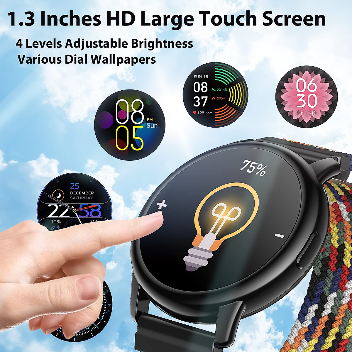 Eastcoo Smart Watch for Android/iOS Phones, 1.3'' HD Touch Screen Fitness Tracker Watches, Waterproof Smart Watch for Women with Text and Call Alerts, Heart Rate, Sleep Monitor Smartwatch for iPhone