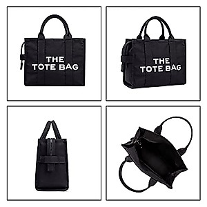 The Tote Bags for Women Travel Handbag Canvas Shoulder Bag with Zipper Crossbody Purse for Office, Travel, School (White)