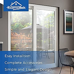 HOMOTEK 1 Pack Patio Door Handle Set, Replacement Sliding Door Handle with Key for Sliding Patio Door Thickness from 1-1/2" to 1-3/4", 3-15/16" Screw Hole Spacing, Mortise Lock, Reversible, White