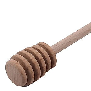 Ellylian Wood Honey Dipper Stick Head Spiral Honey Spoon Jar Honey Dispensing Stirring Rod Honey Dipper