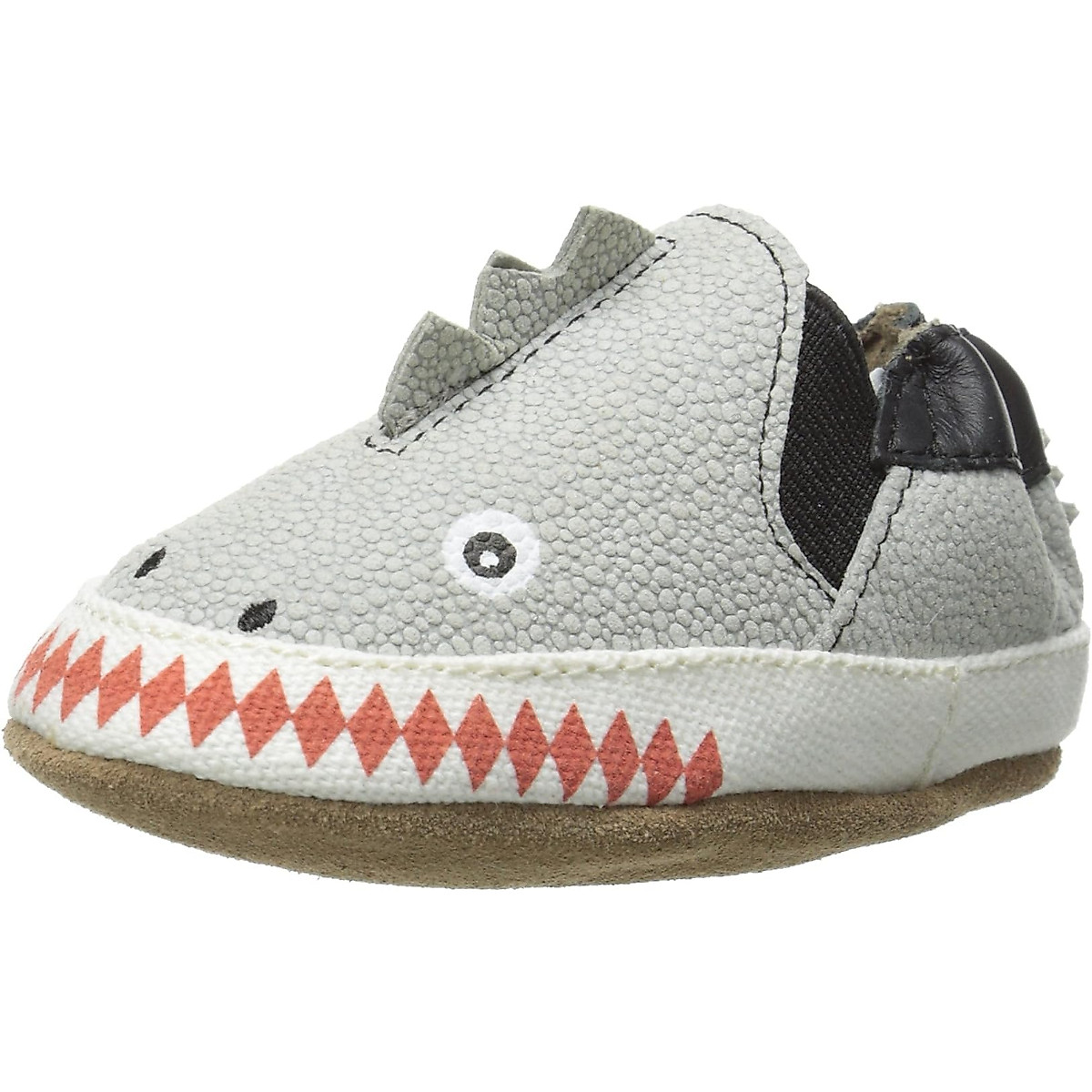 Robeez Dino Dan Flat (Infant), Pale Grey, 6-12 Months M US Infant
