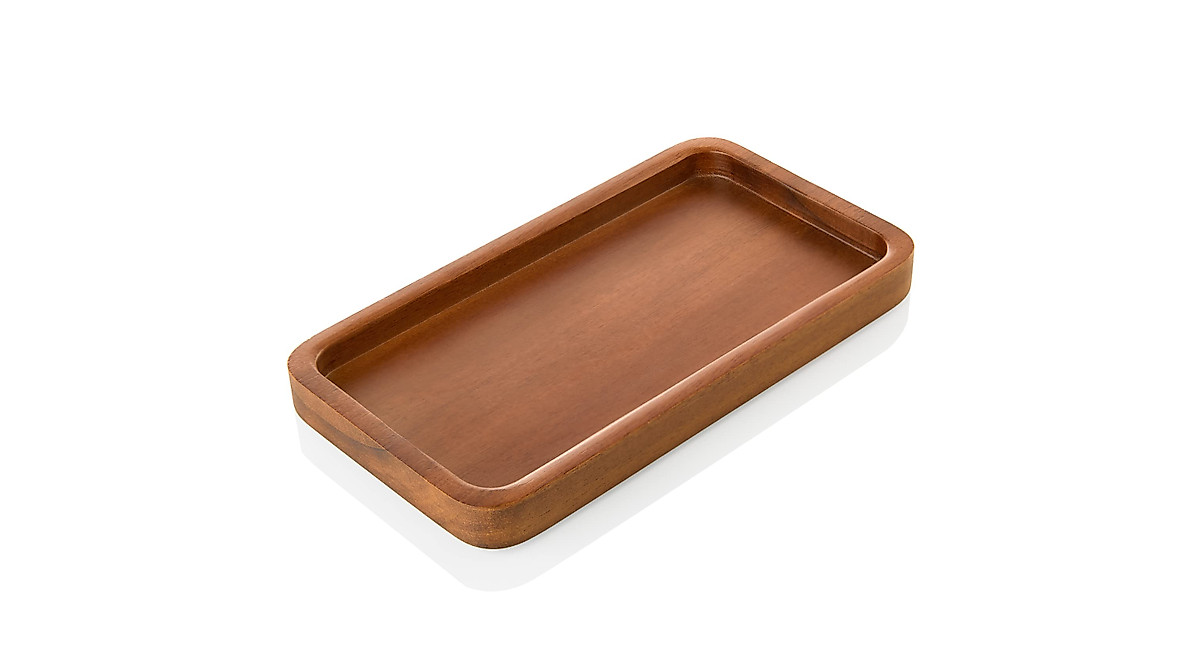 ALELION 6" Acacia Wood Vanity Tray - Rustic Decor