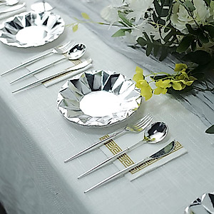 Balsa Circle 25 Silver Geometric Round 7 in Metallic Disposable Dinner Salad Paper Plates Party Events Home Tableware Decorations Supplies