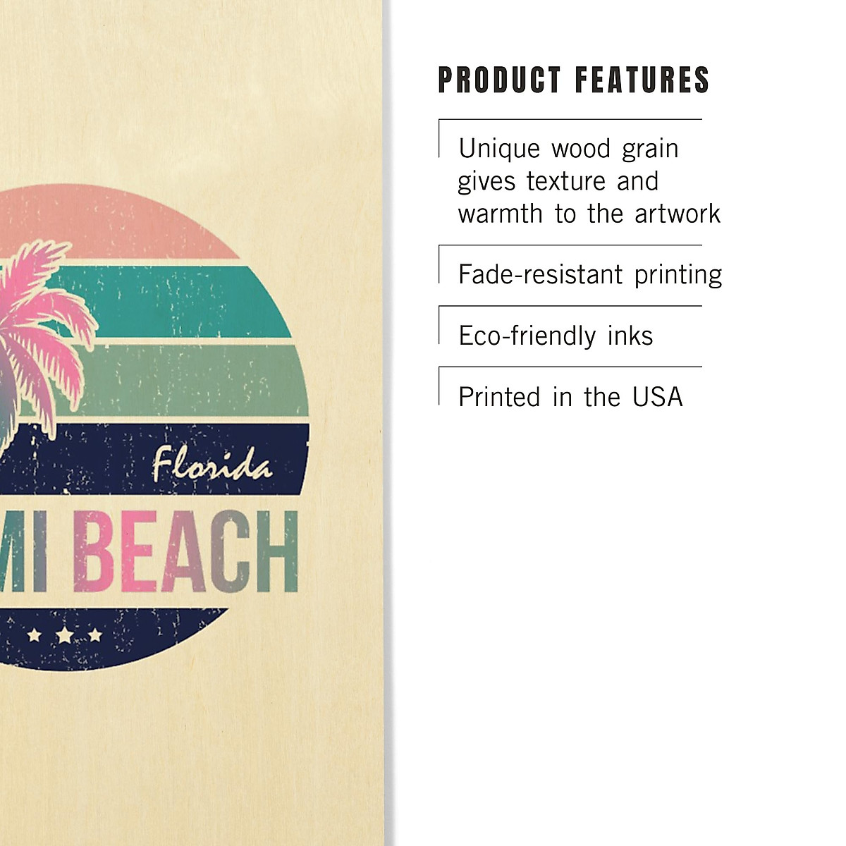 Lantern Press 6x9 Inch Wood Sign, Ready to Hang Wall Decor, Miami, Florida, Beach,