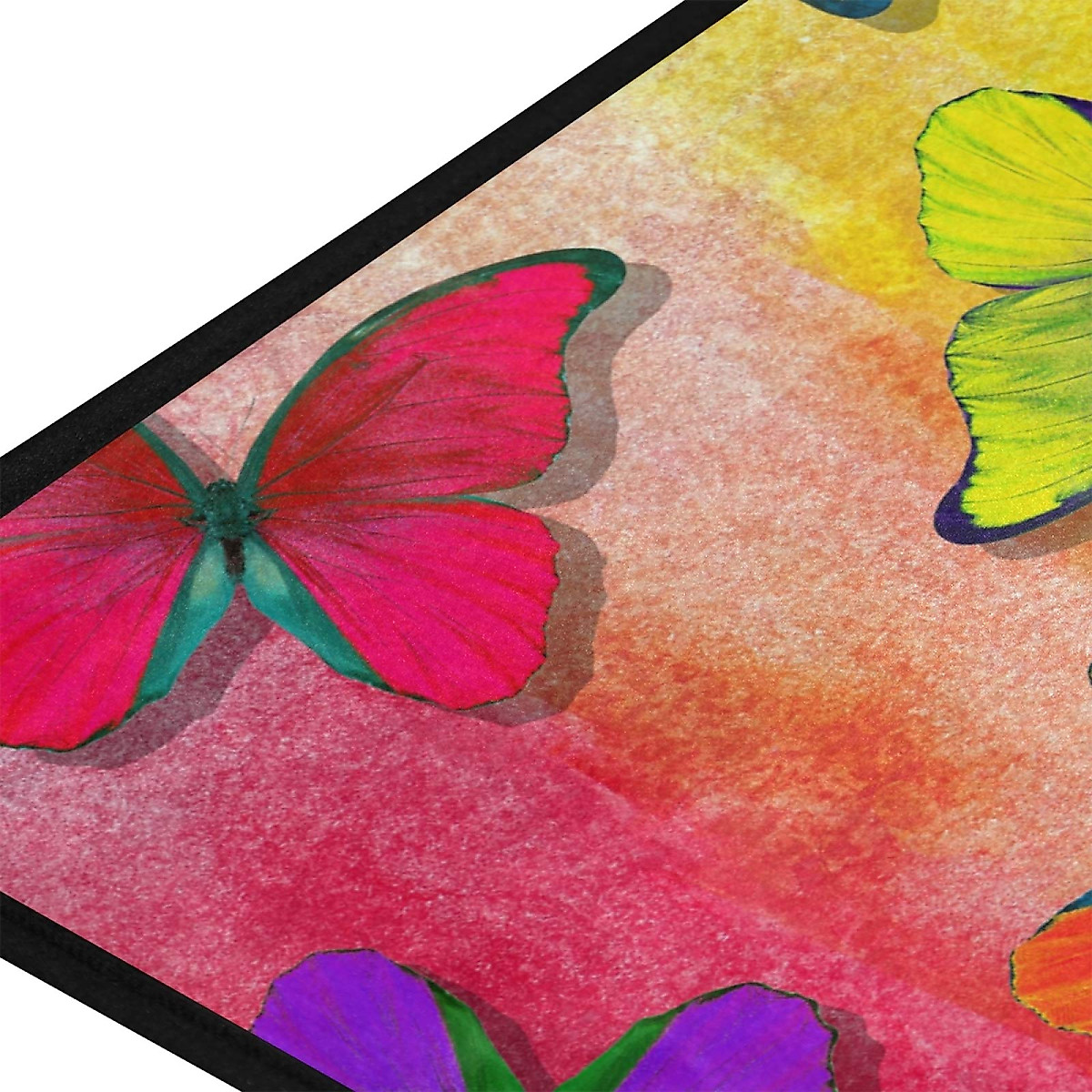Rainbow Butterflies Kitchen Rug Door Mat Bath Rug Home Decor Floor Mat Non-Slip Carpet for Kitchen Living Bedroom 39 x 20 Inch