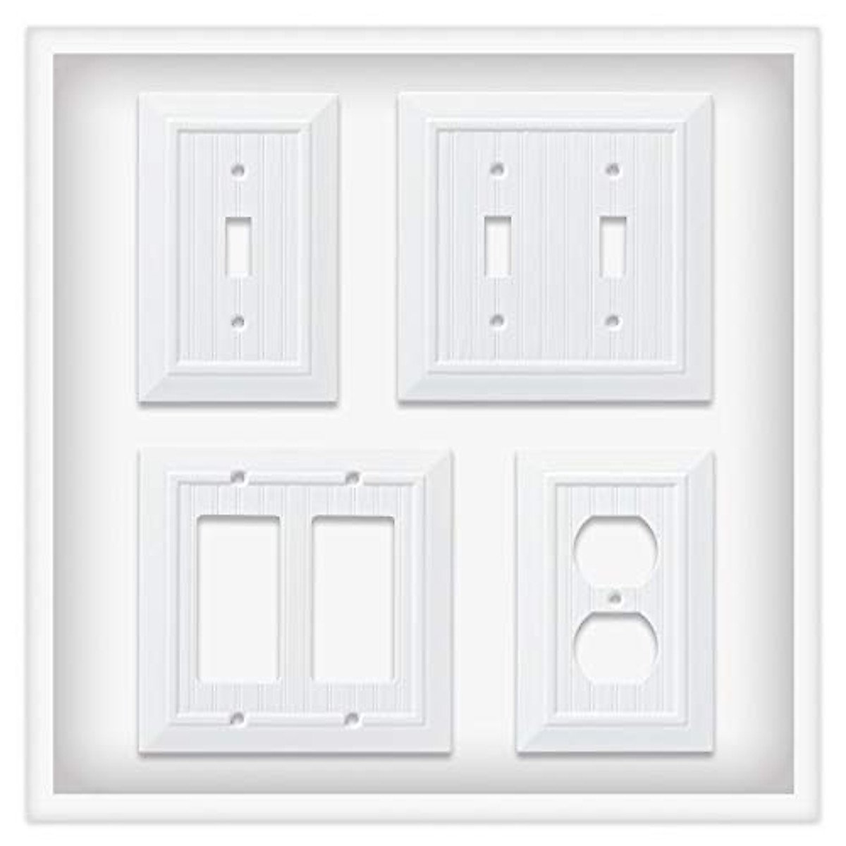 Franklin Brass W35267-PW-C Classic Beadboard Single Decorator Wall Plate, White