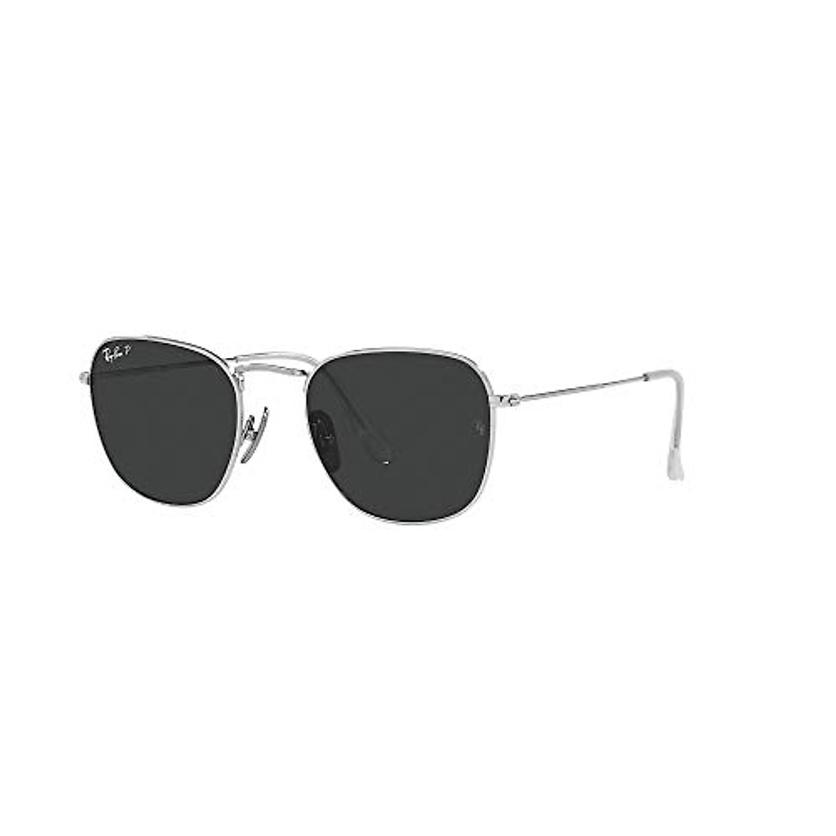 Ray-Ban Men's RB8157 Frank Titanium Square Sunglasses, Silver/Black Polarized, 48 mm